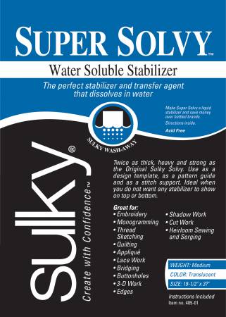Super Solvy Water Soluble Stabilizer 20in x 1yd – Beckie's Sewing Center